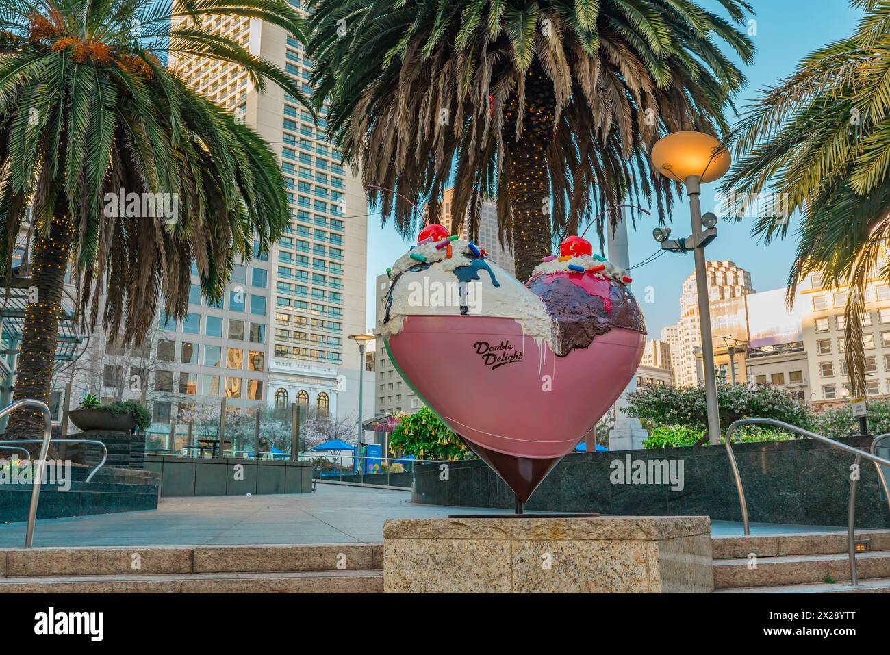 San Francisco, California, April 8, 2024. Whimsical ice cream sundae ...