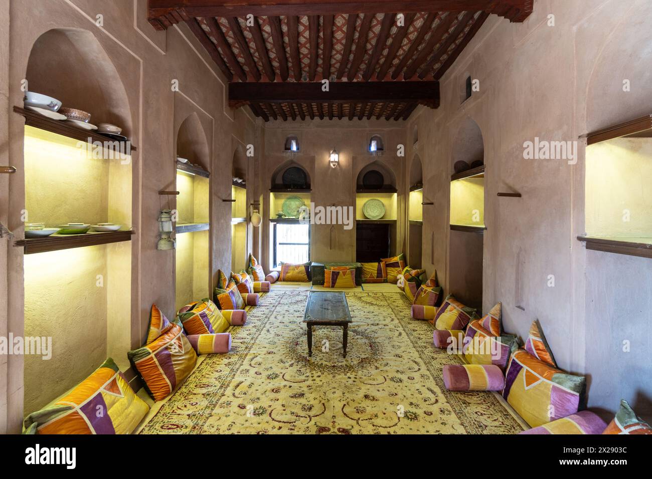 Rustaq, Oman - February 14 2023: Interior view of the famous Al Hazm ...