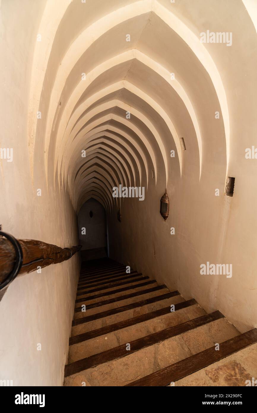 Rustaq, Oman - February 14 2023: Interior view of the famous Al Hazm ...