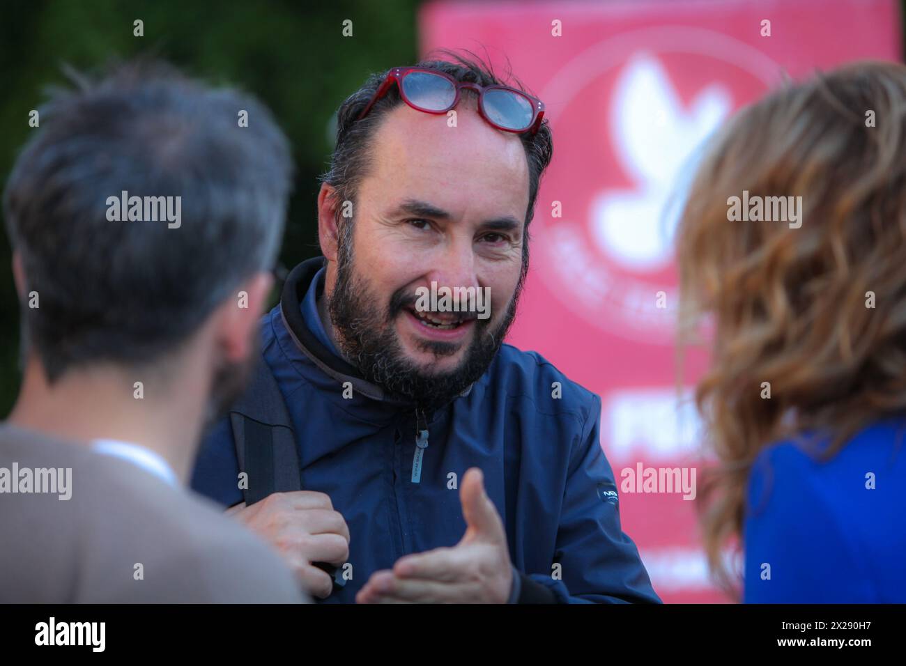 Palermo, Italy. 20th Apr, 2024. Maurizio Acerbo, leader of Rifondazione ...