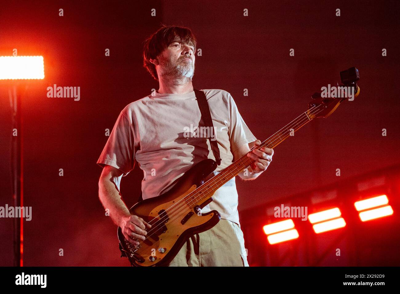 Alex James of Blur performs during the second weekend of the Coachella ...