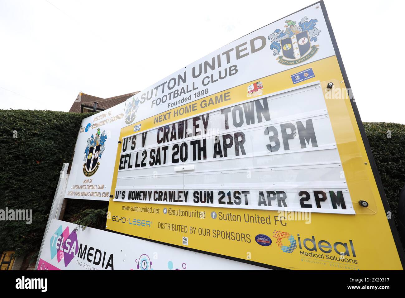 General view of Gander Green Lane home of Sutton United Football Club ...