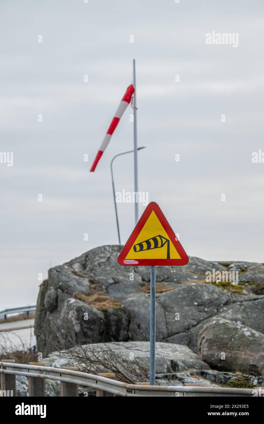 Road sign warning for strong winds Stock Photo - Alamy