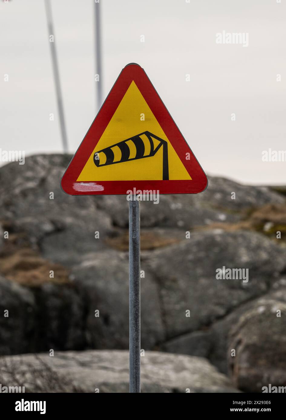 Road sign warning for strong winds Stock Photo - Alamy