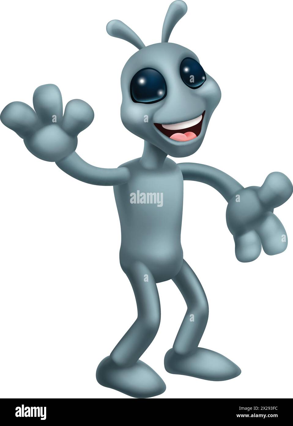 An alien grey or gray fun cartoon character mascot Stock Vector Image ...