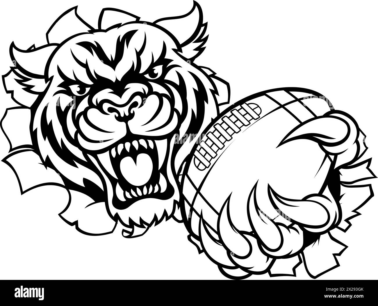 Tiger Cat Animal Sports American Football Mascot Stock Vector Image ...