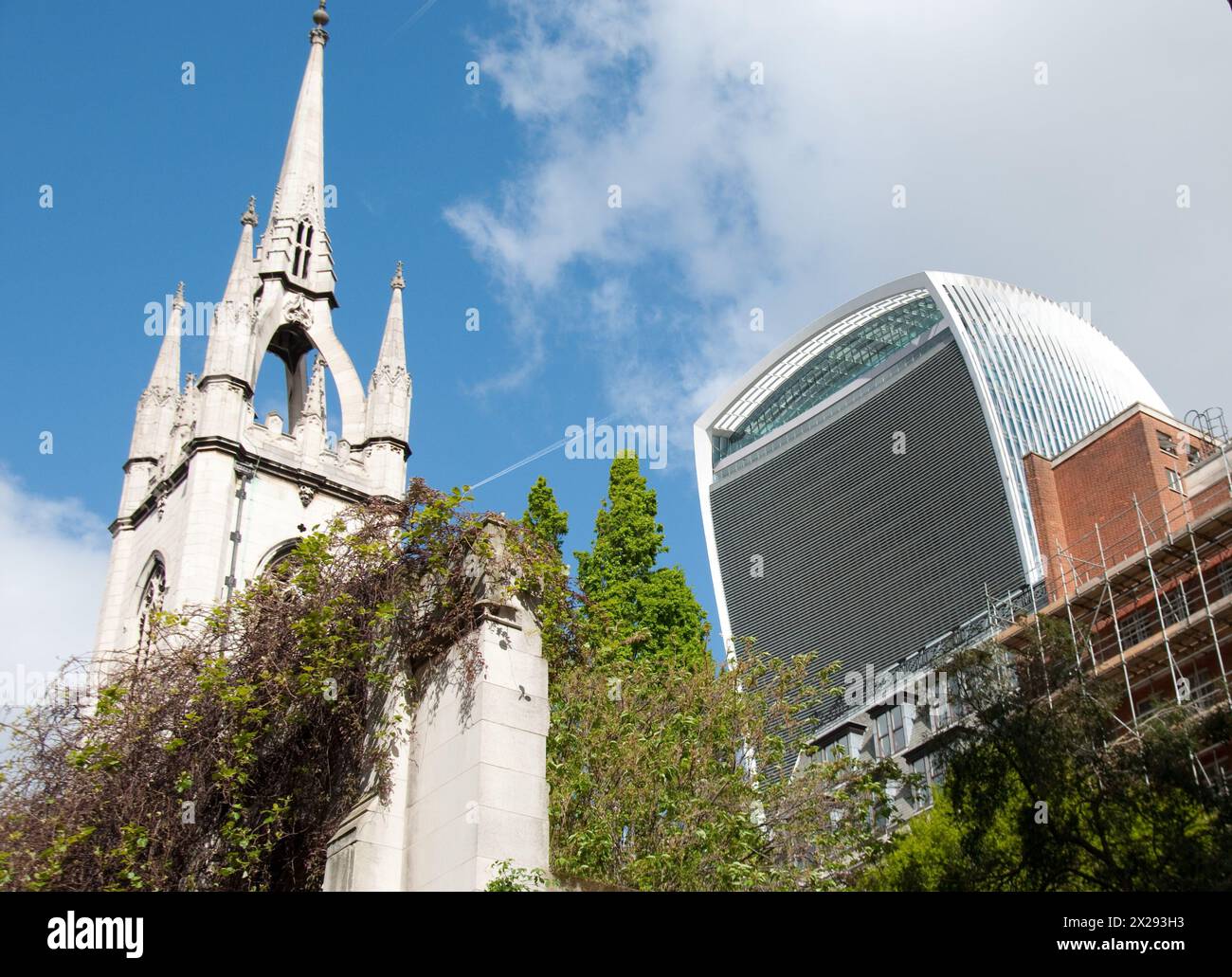 Old and Modern Architecture - Clock Tower of St Dunstan in the East and ...