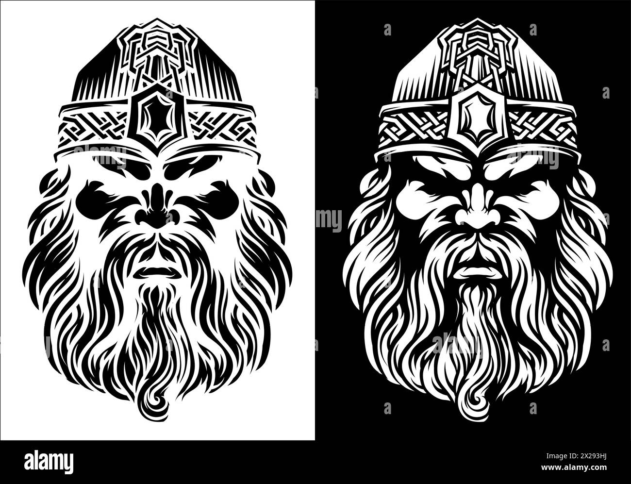 Viking Warrior Man Strong Mascot Face in Helmet Stock Vector Image ...