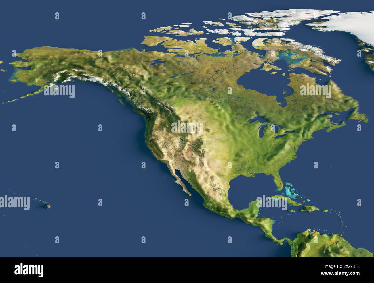 3d illustration of a map of North America. Elements of this image ...