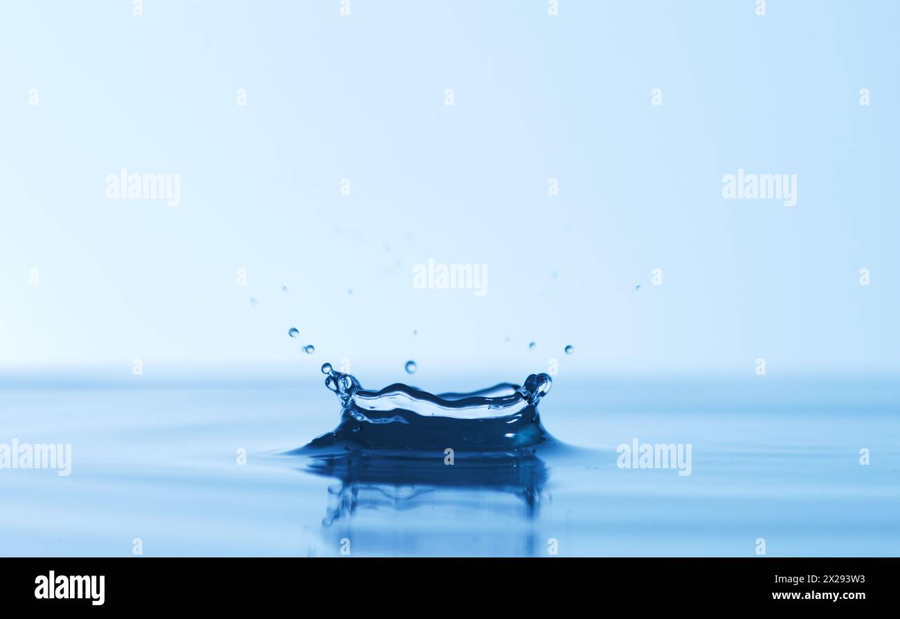 Abstract, splash and puddle of water with hygiene, product and clean ...