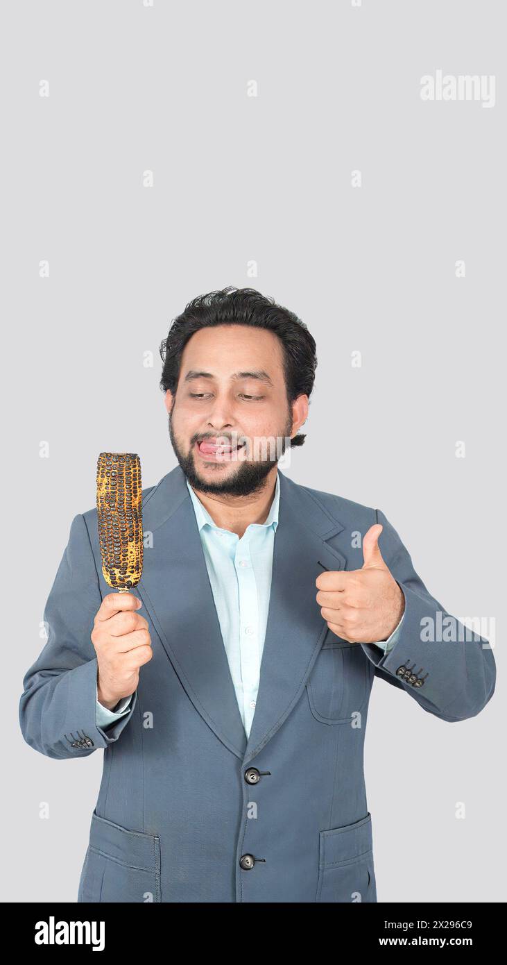 Close-up view of a man expressing his facial expressions for a ...