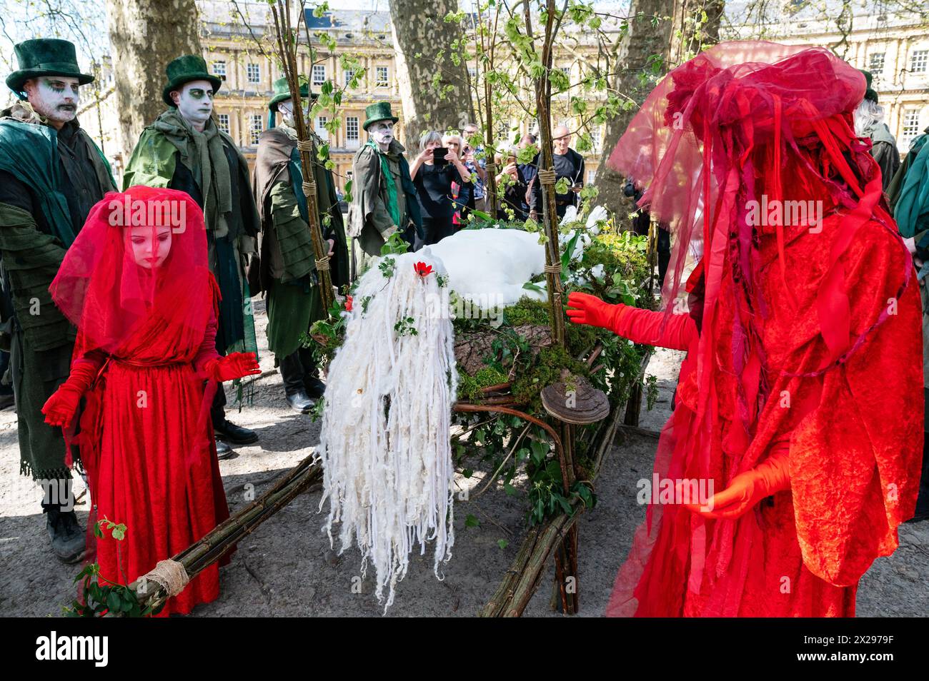 London, UK. 20 April 2024. ‘The Funeral for Nature’ procession in Bath ...