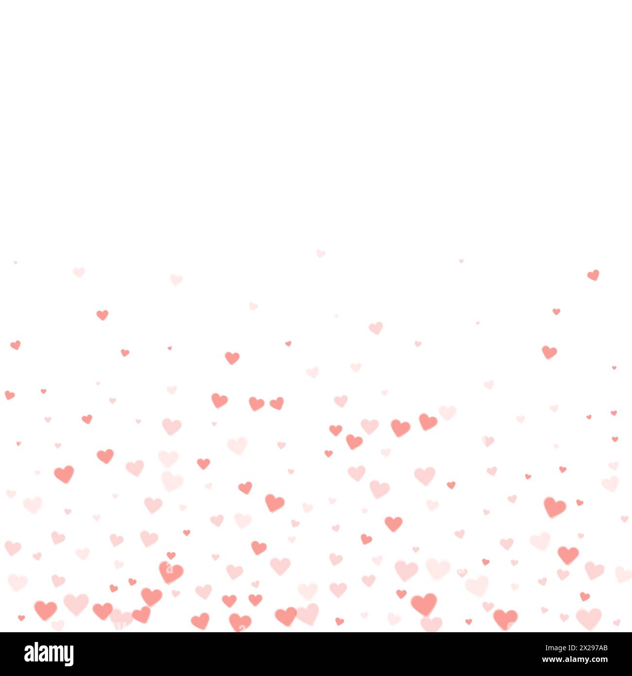 Valentine hearts, flying, falling down, floating. Red hearts scattered ...