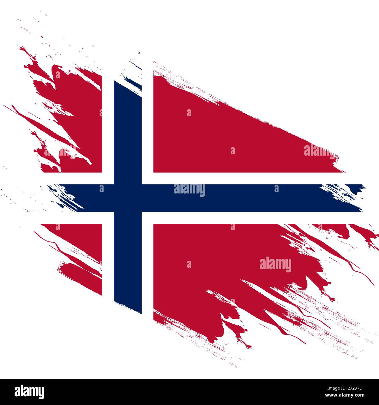 Norway Flag in Brush Paint Style Isolated on White Background. Norway ...
