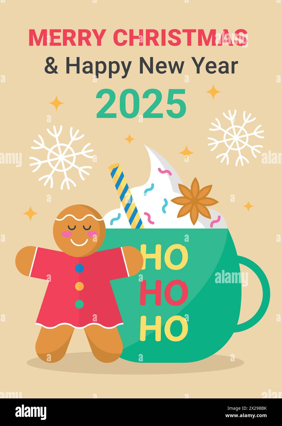 Hot Chocolate Christmas ginger woman vector illustration Stock Vector ...