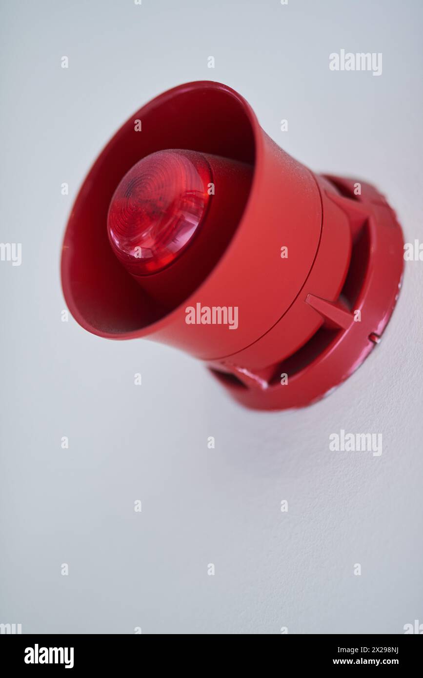 Emergency, siren and red speaker for fire alarm, warning and evacuation ...