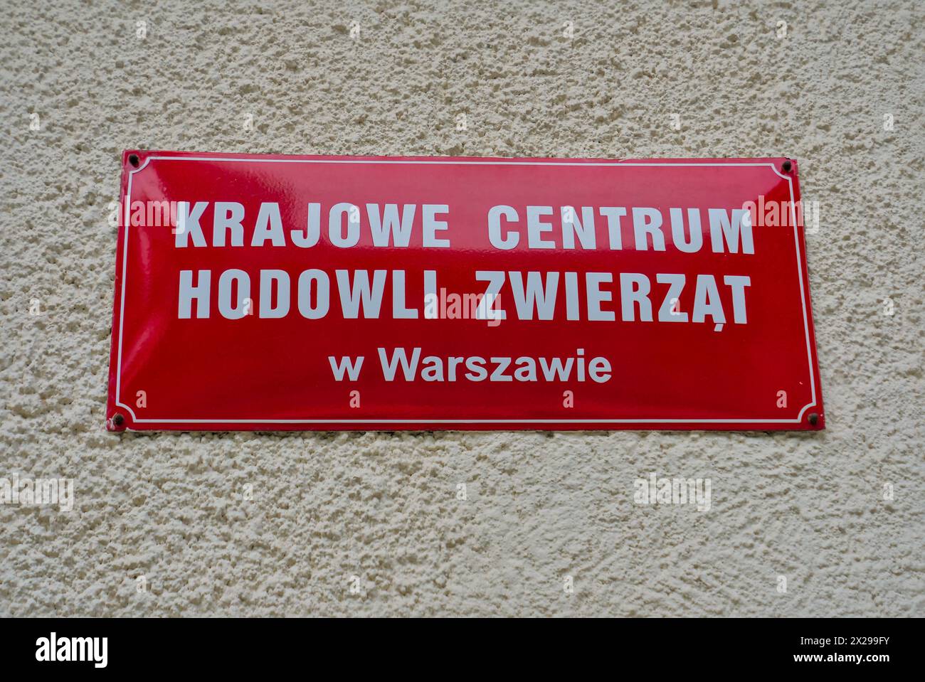 Animal Breeding Center in Warsaw, metal plaque at the entrance Stock ...