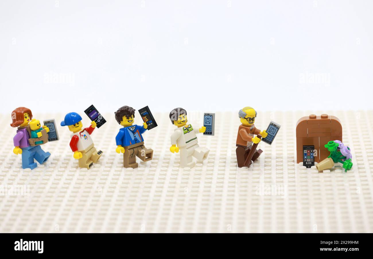 a personal timeline of phone usage throughout a lifetime Stock Photo ...