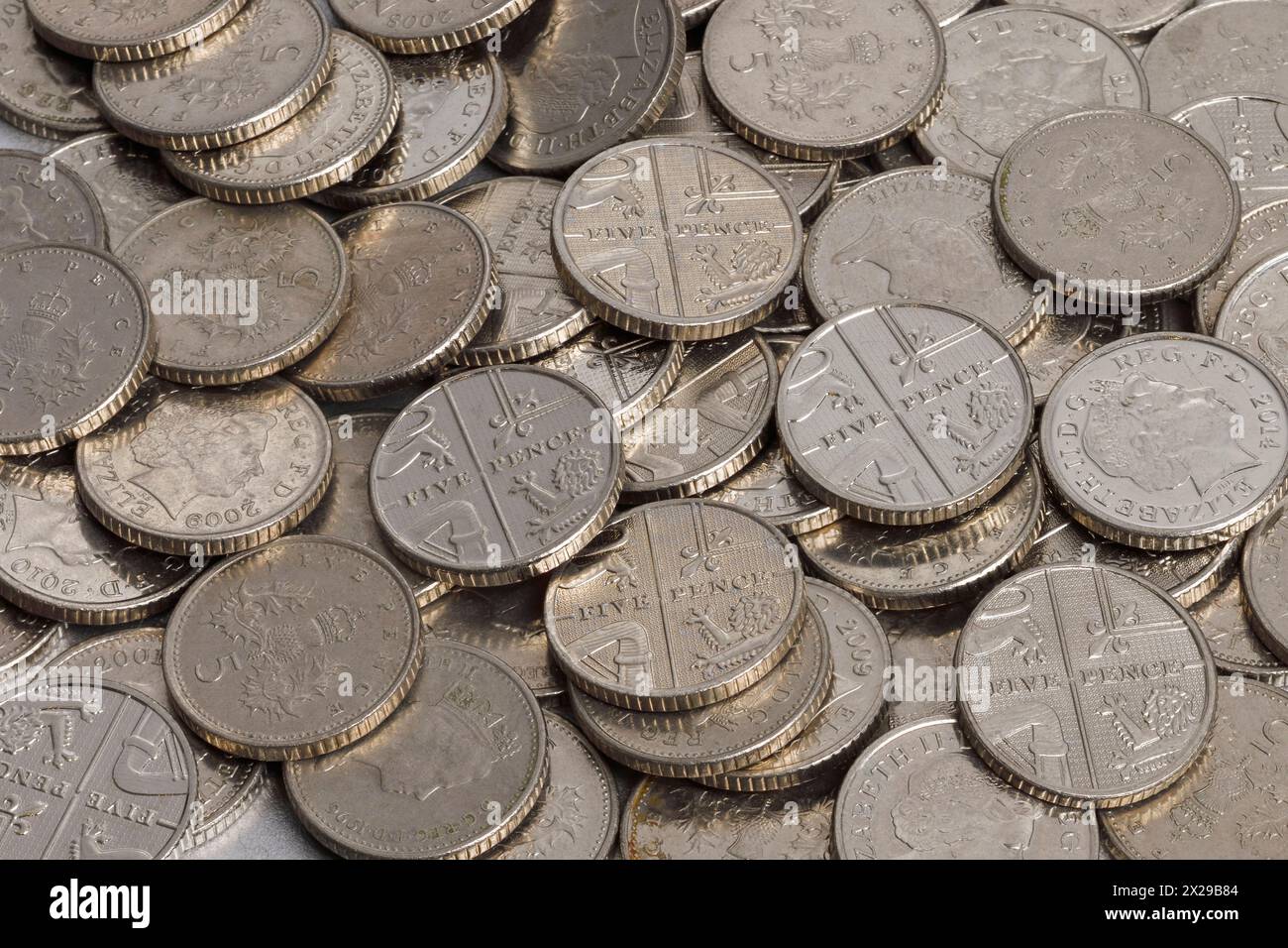 British five pence coins Stock Photo - Alamy