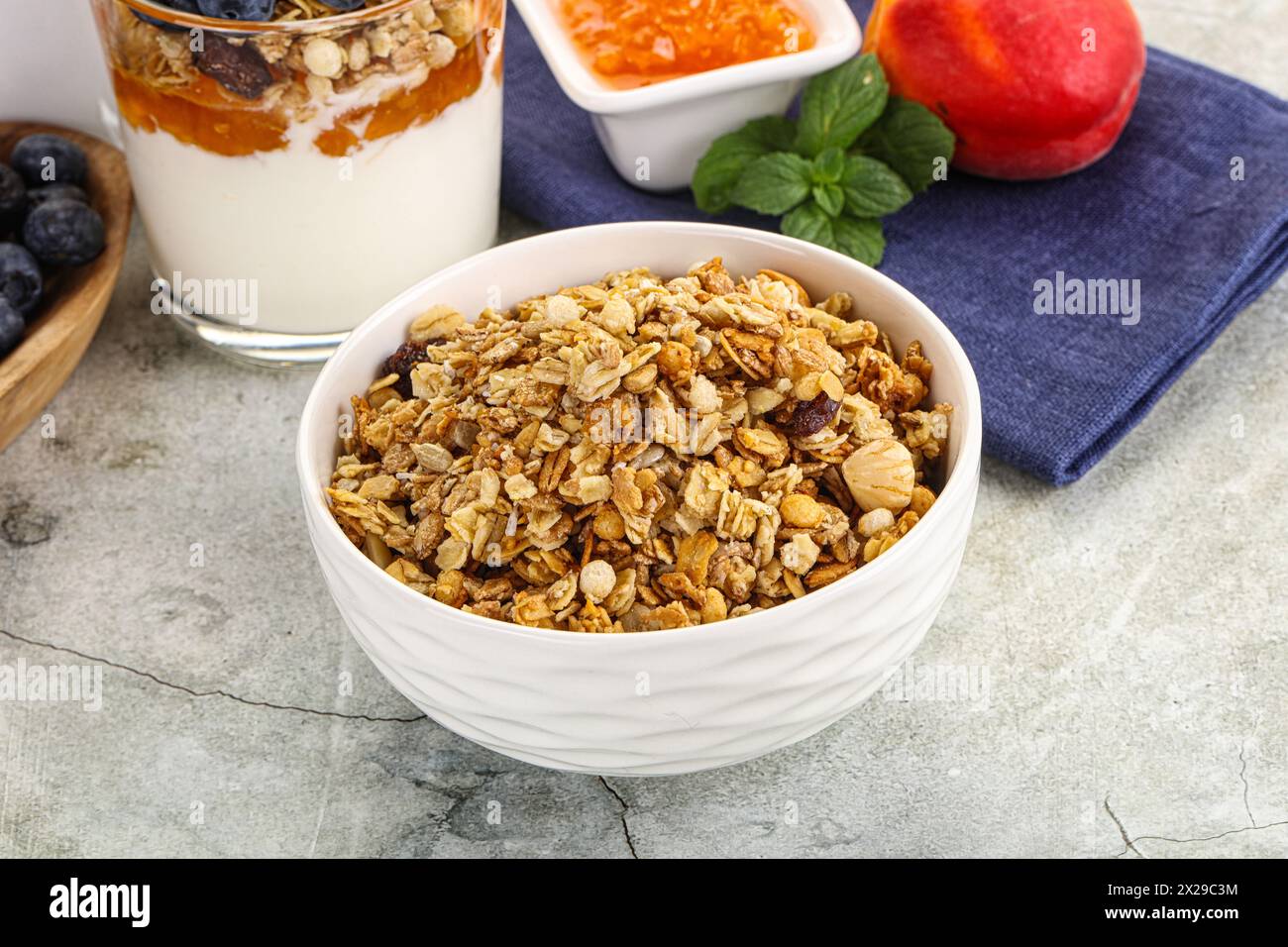 Natural Granola museli cereal for breakfast Stock Photo - Alamy