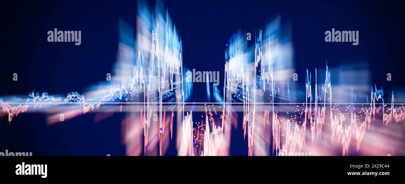 Charts of financial instruments with various type of indicators ...