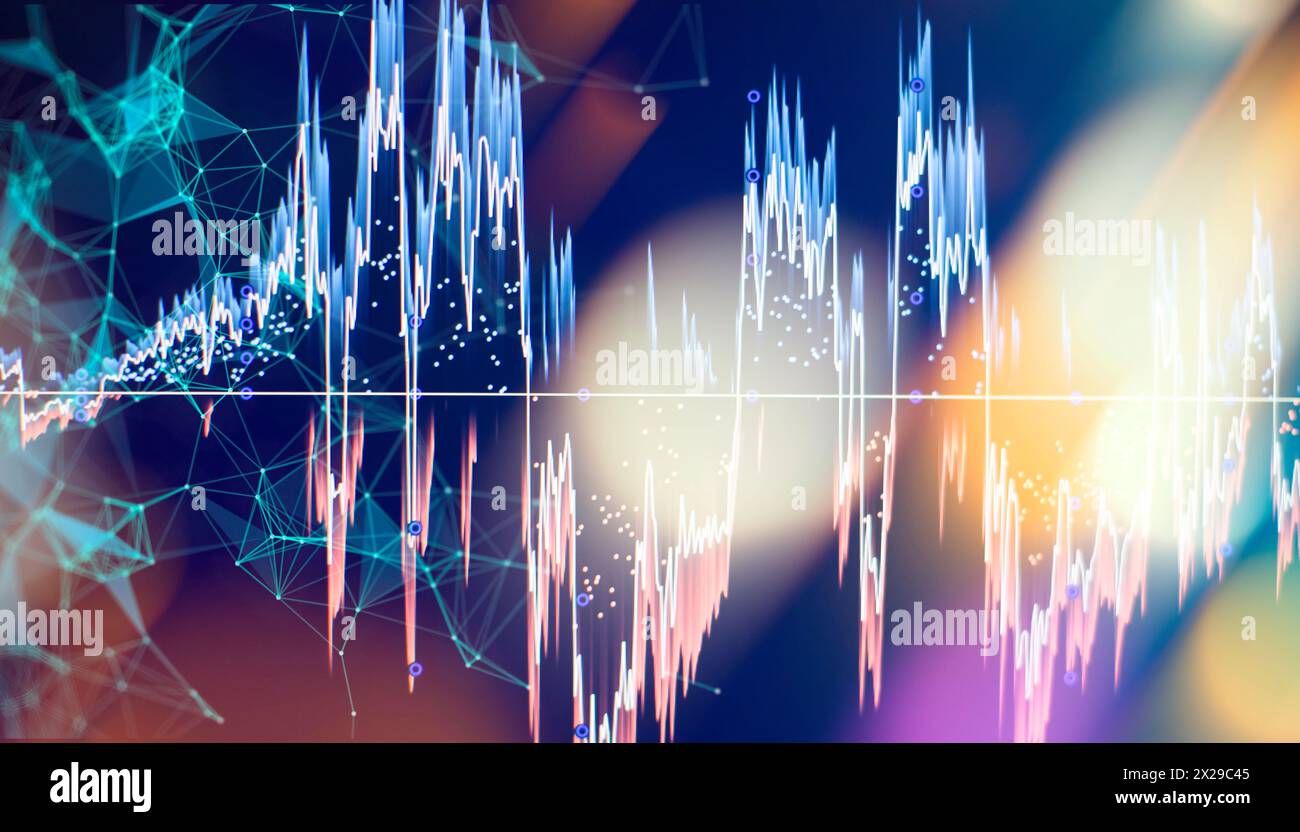 Charts of financial instruments with various type of indicators ...