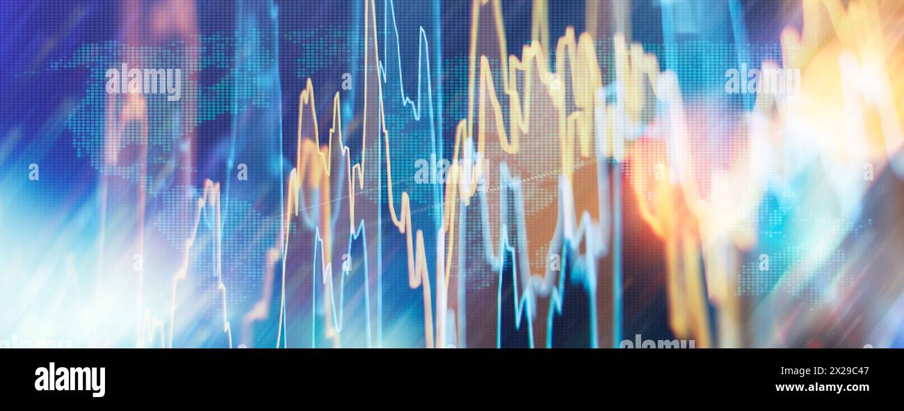 Charts of financial instruments with various type of indicators ...