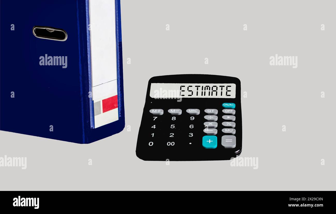 On a white background there is a calculator with the inscription ...