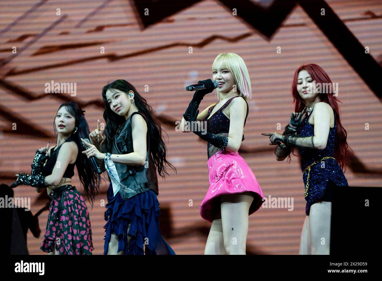 Hong Eun-chae, left, Kazuha, Kim Chae-won, and Huh Yun-jin of Le ...