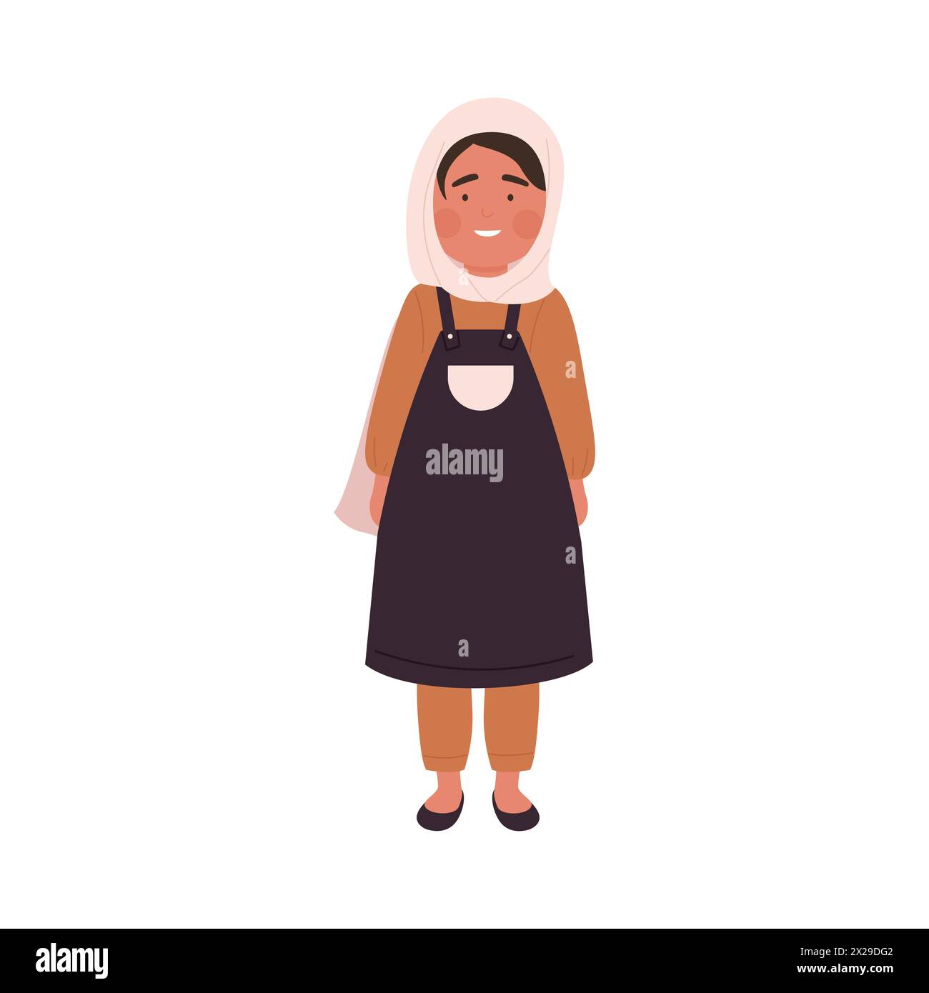 Muslim schoolgirl smiling, cute girl in head scarf standing, front view ... Muslim schoolgirl smiling, cute girl in head scarf standing, front view ...