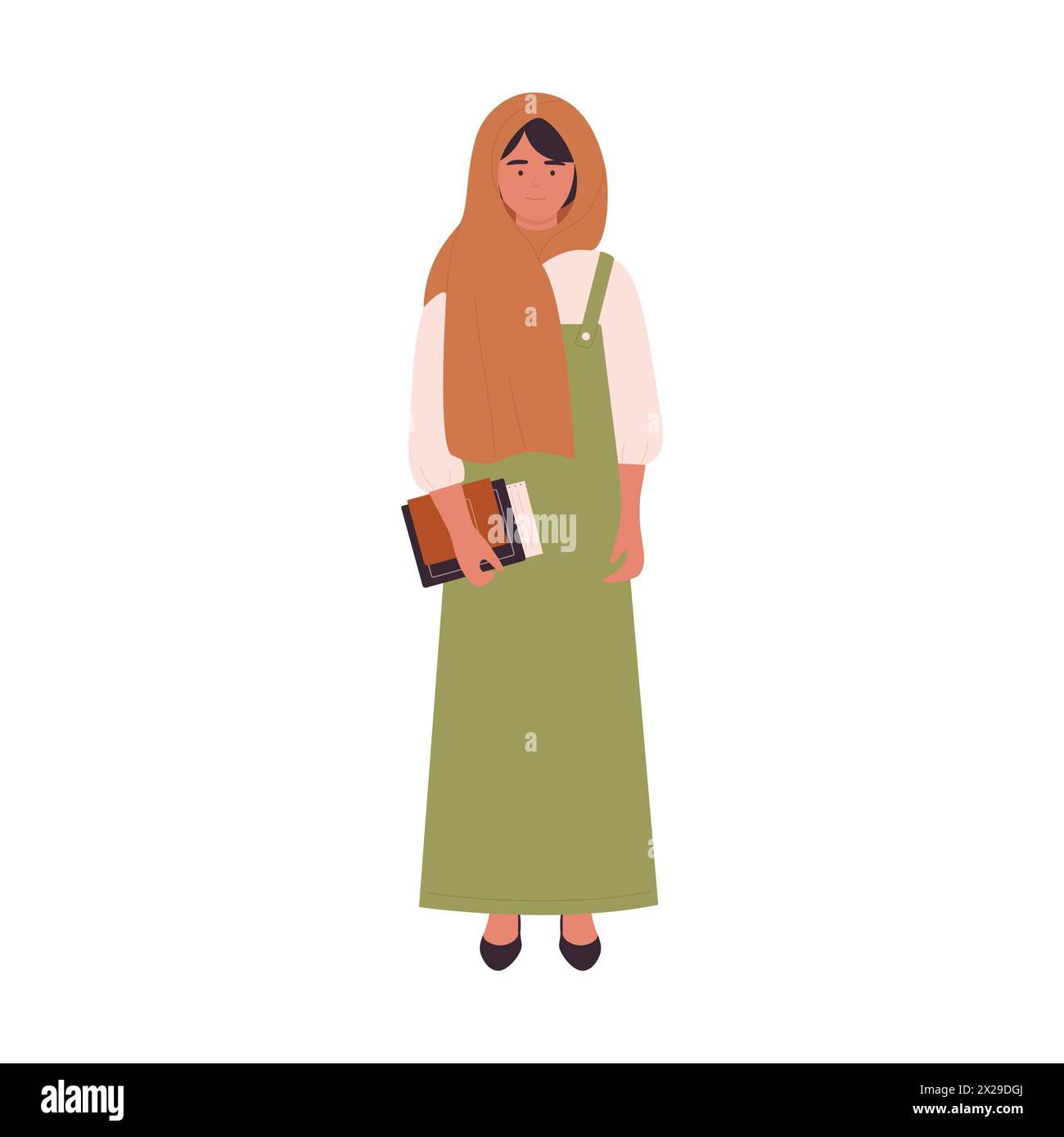 Cute female student of school, college or university with books in hand ...