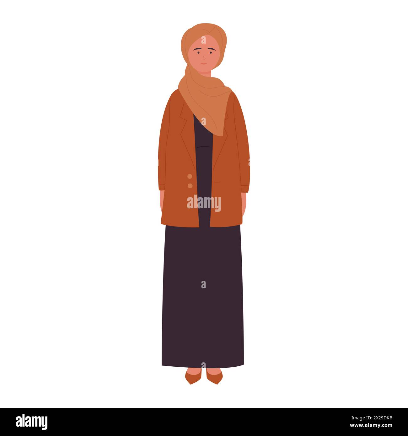 Muslim middle aged woman in hijab standing, front view vector ... Muslim middle aged woman in hijab standing, front view vector ...