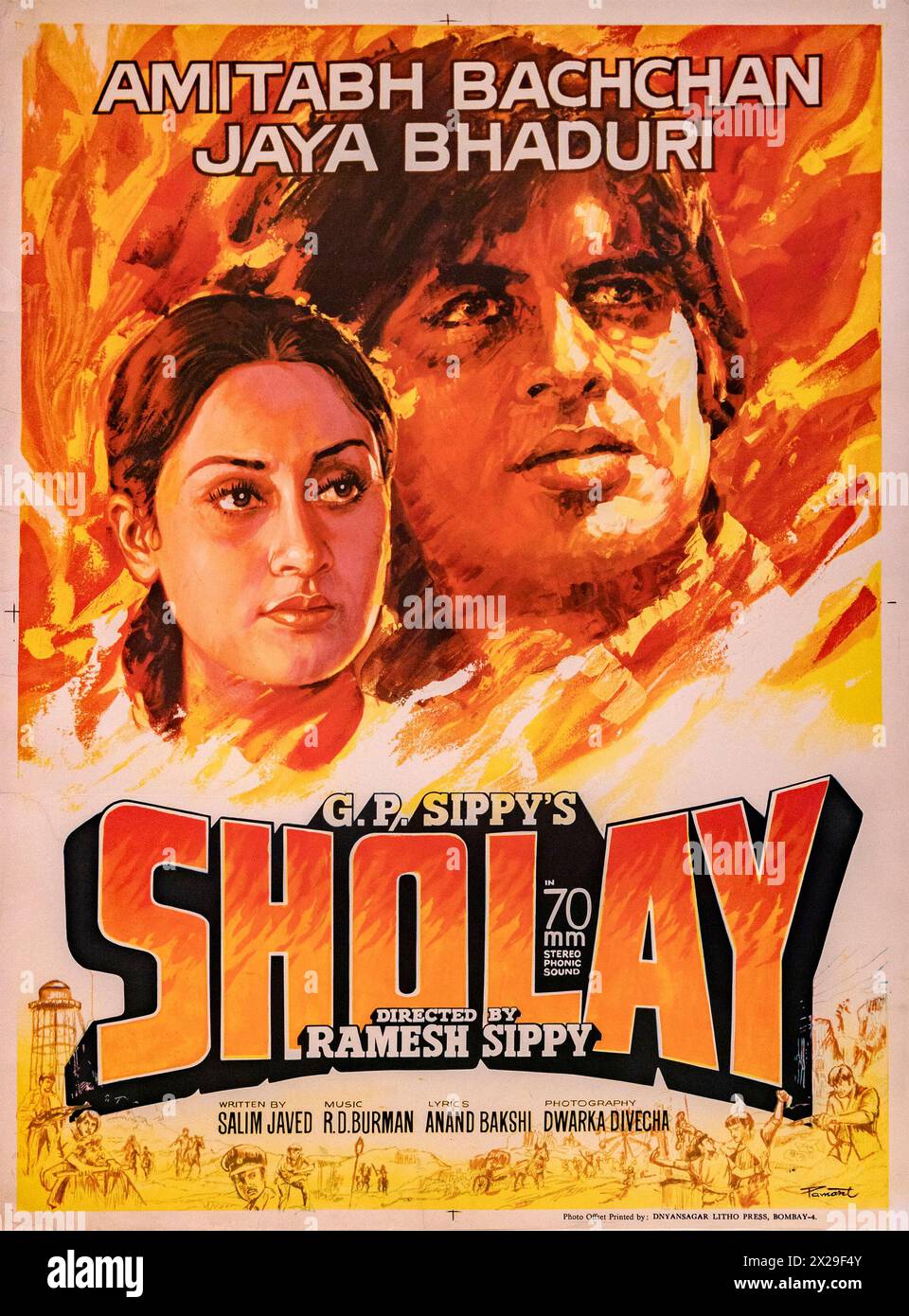Sholay - original movie poster of an iconic Bollywood movie Stock Photo - Alamy