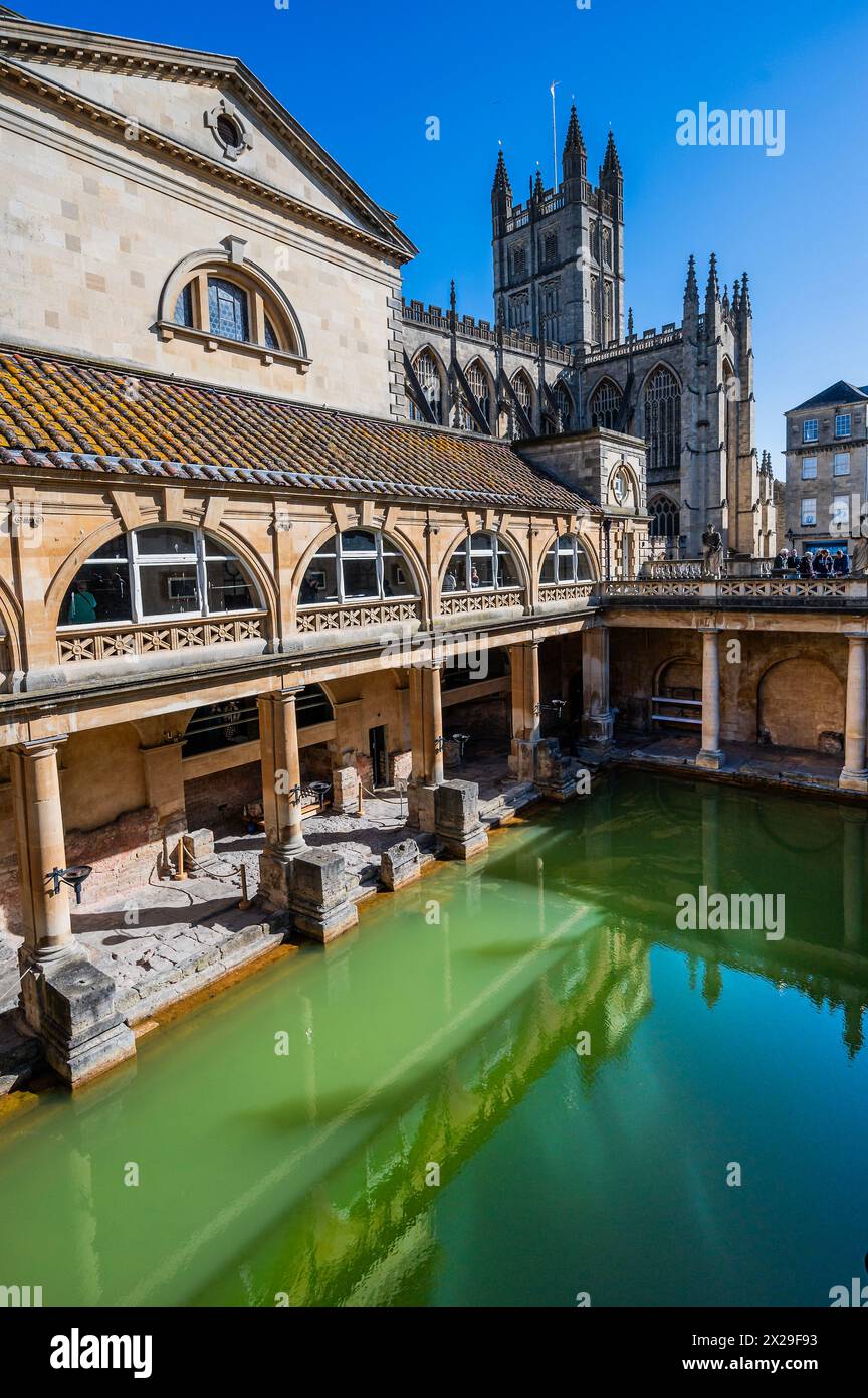 Bath, UK. 20th Apr, 2024. The terrace which overlooks the Great Bath ...