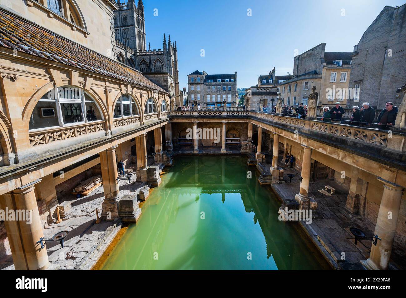 Bath, UK. 20th Apr, 2024. The terrace which overlooks the Great Bath ...