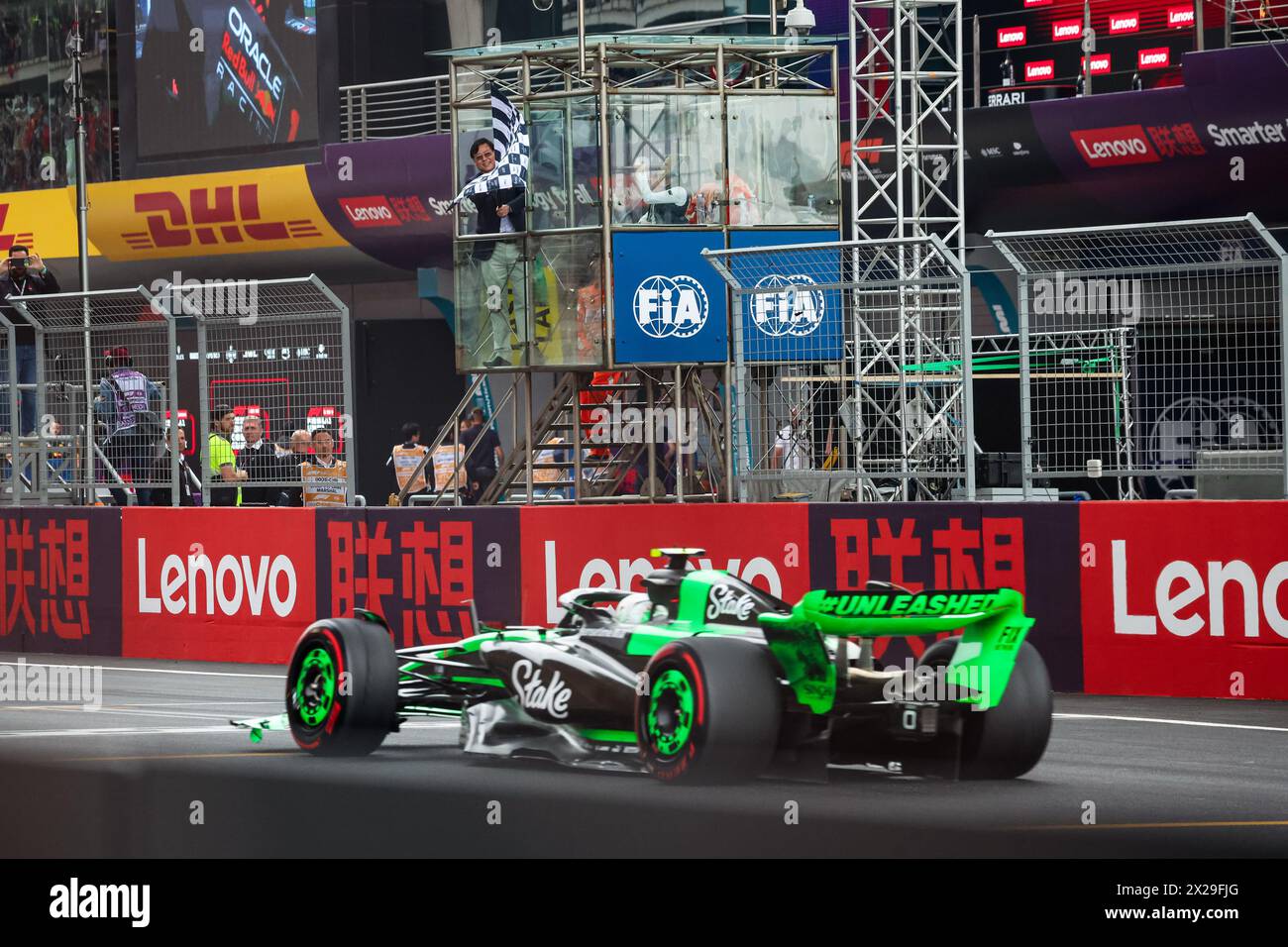 ZHOU Guanyu (chi), Stake F1 Team Kick Sauber C44, passing the chequered flag during the Formula ...