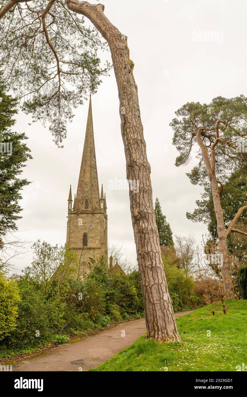 St Marys church and spire from The Prospect gardens, Ross-on-Wye ...