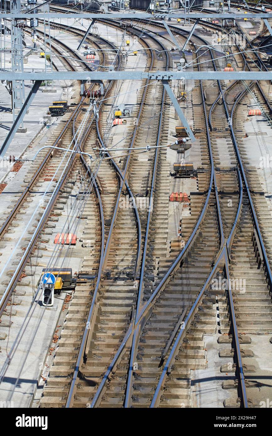 Railroad track. Commuter Train Station. Euskotren. Easo Square ...