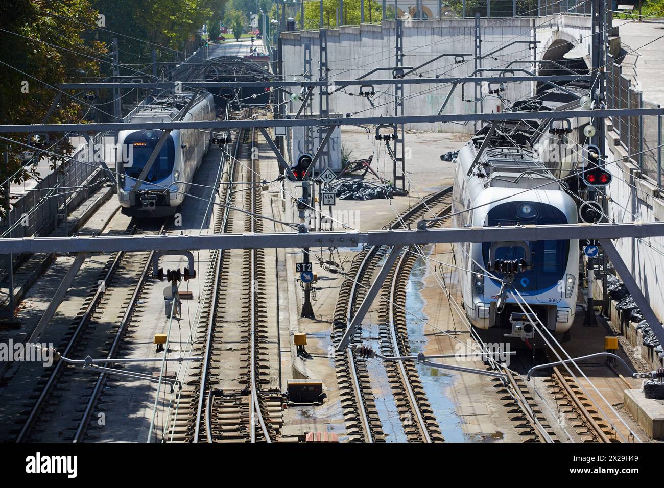 Railroad track. Commuter Train Station. Euskotren. Easo Square ...