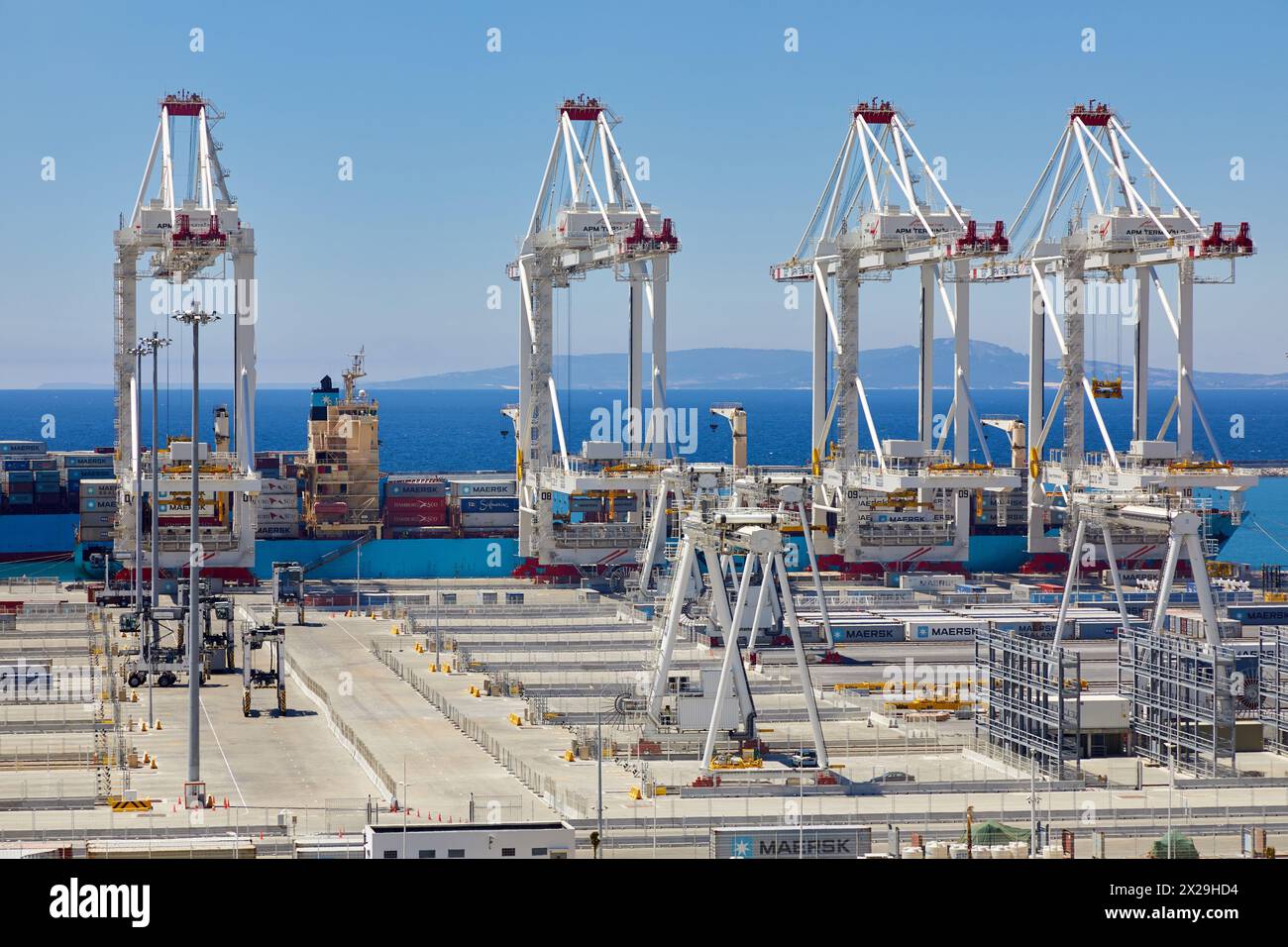 Container ship, Commercial Port of Tangier MED, Strait of Gibraltar ...