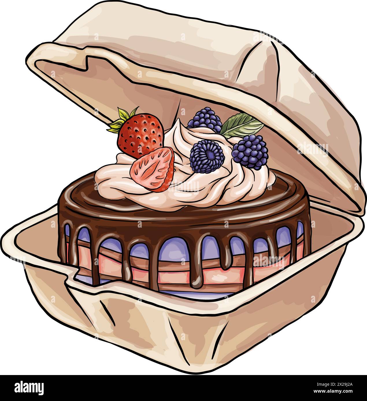 Bento mini box cake. packed in a box. Cartoon cliparts isolated on ...