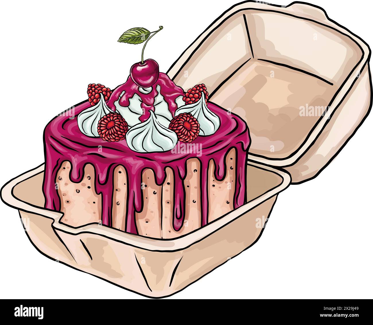 Bento mini box cake. packed in a box. Cartoon cliparts isolated on ...