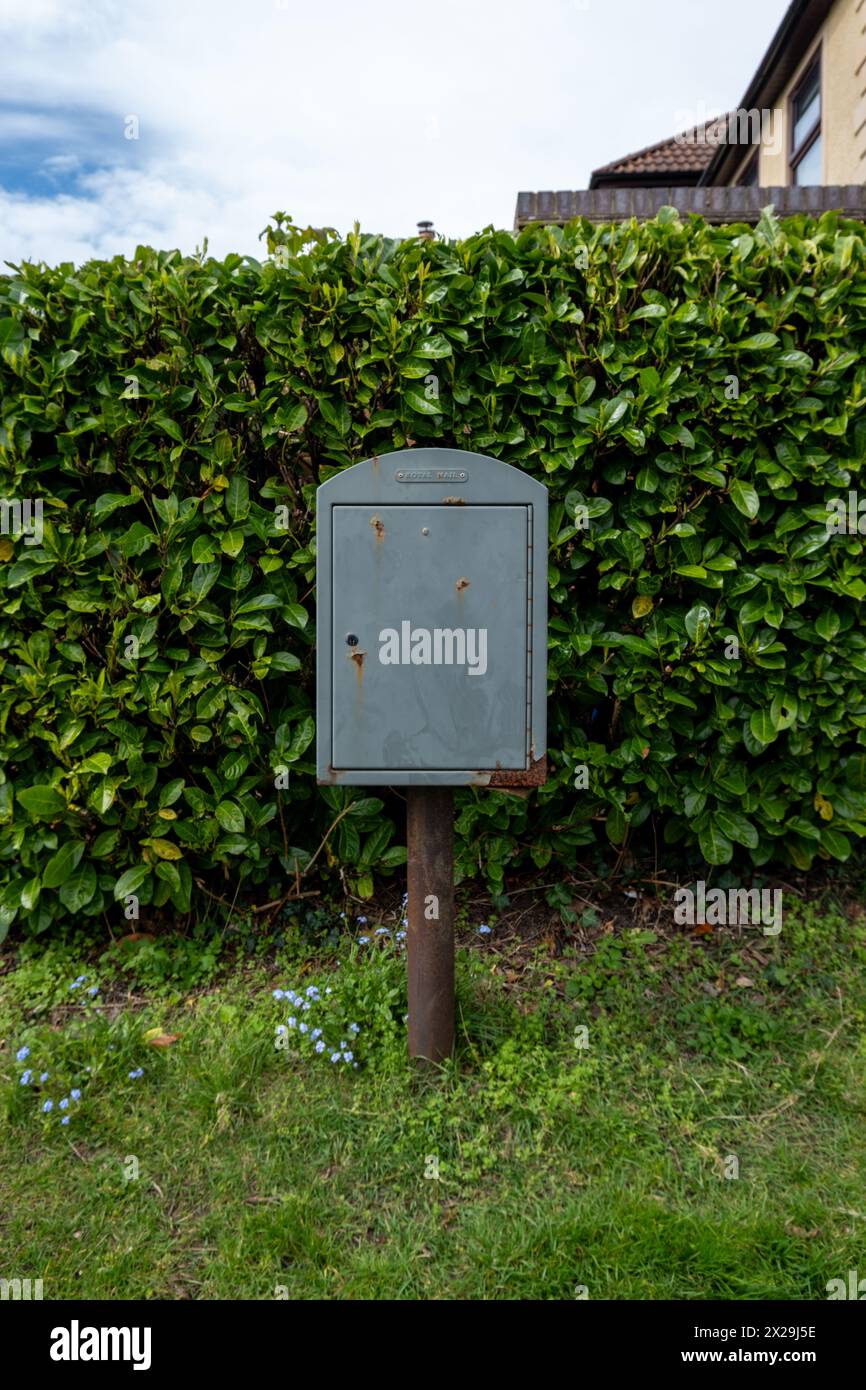 An old Royal Mail grey postage storage box Stock Photo - Alamy