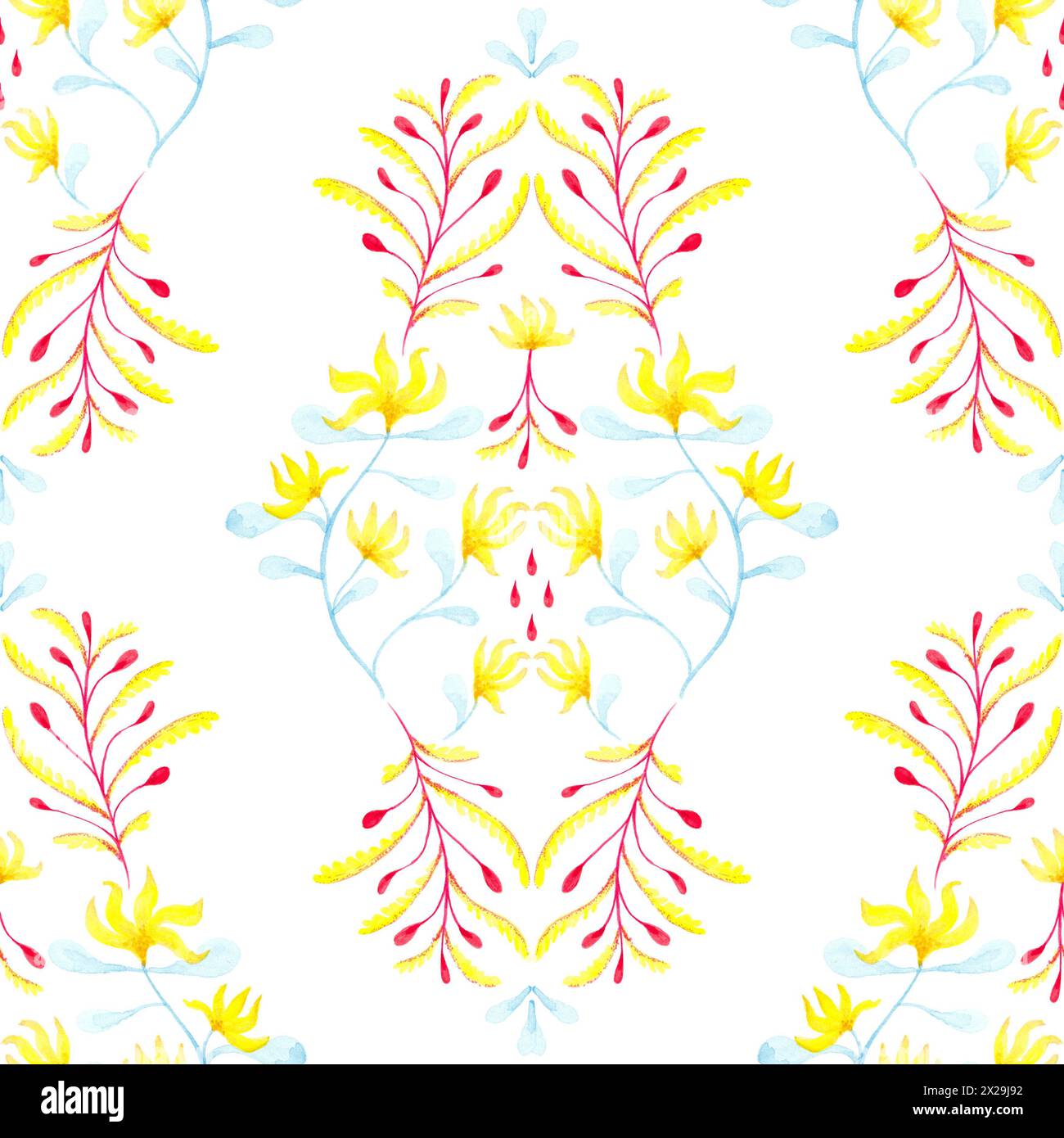Botanical seamless pattern illustration with branches and yellow ...