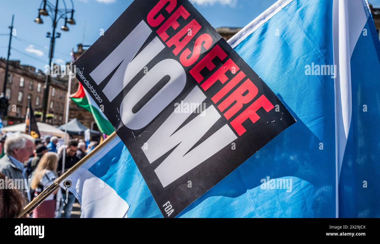 Support for Palestine demonstration in George Square, Glasgow on April ...