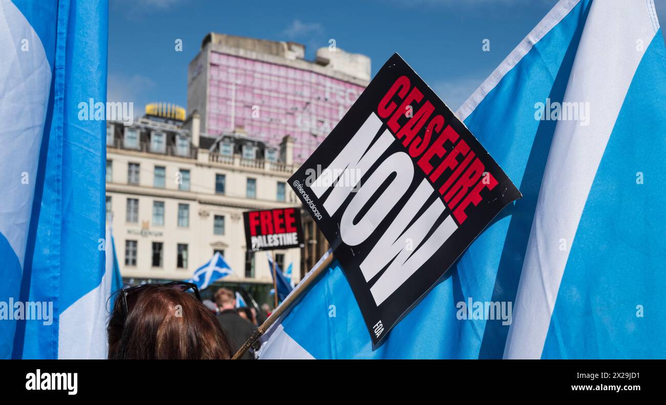 Support for Palestine demonstration in George Square, Glasgow on April ...