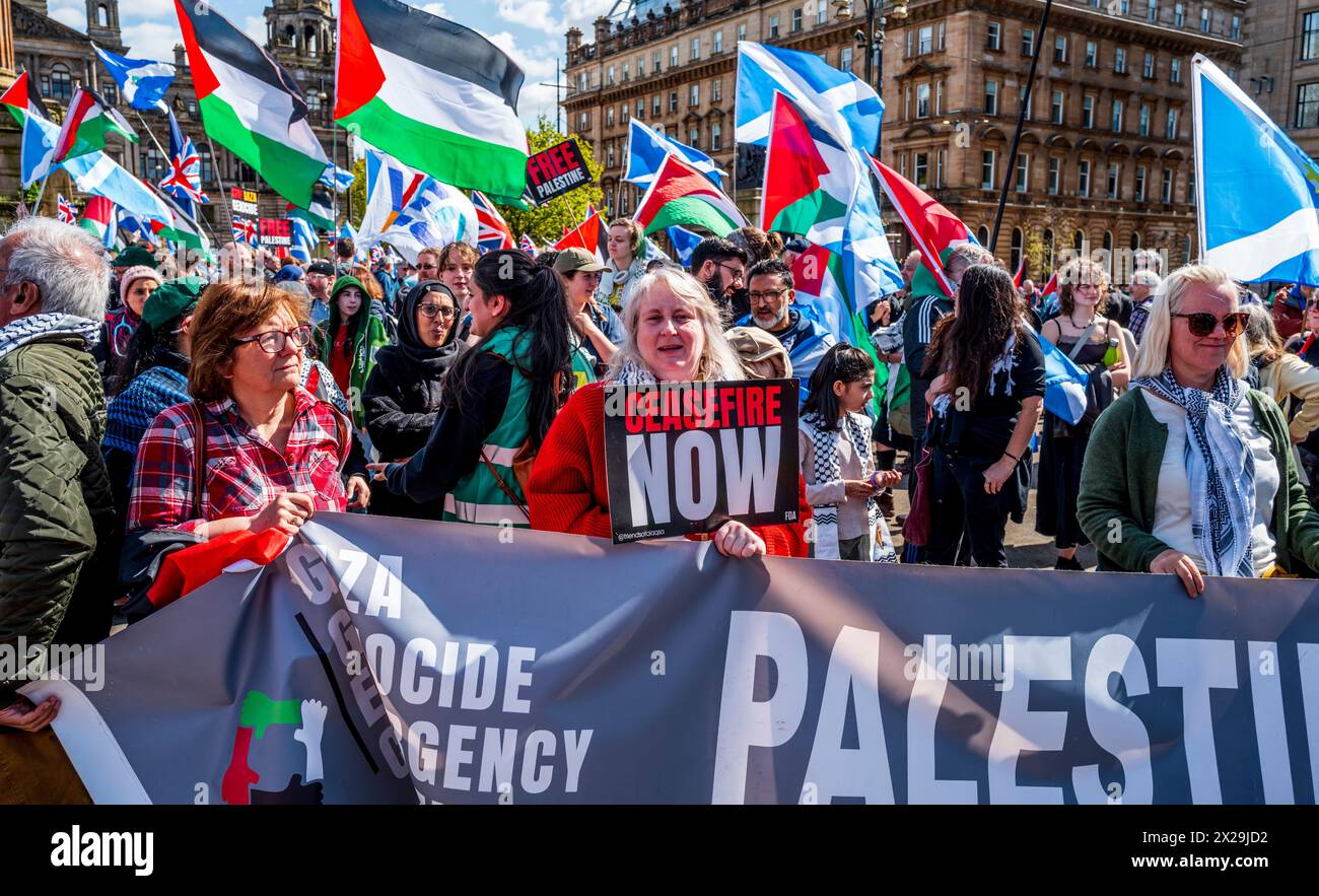 Support for Palestine demonstration in George Square, Glasgow on April ...