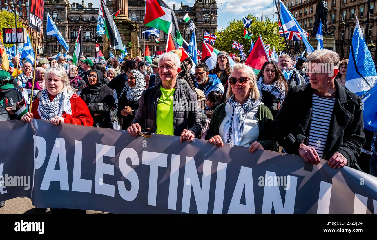 Support for Palestine demonstration in George Square, Glasgow on April ...