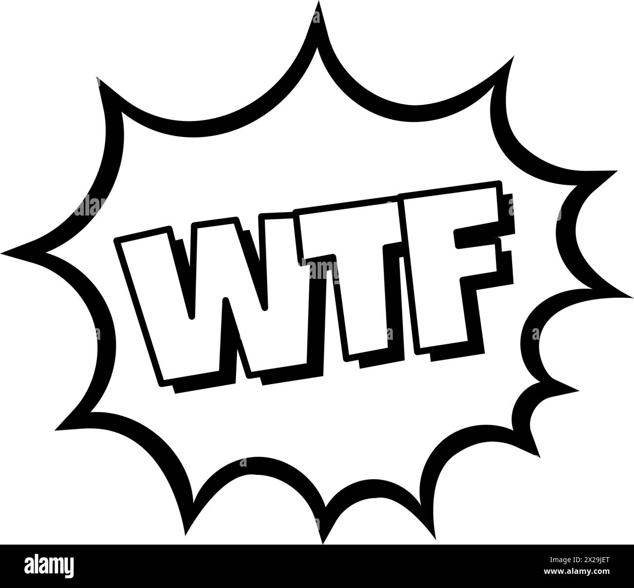 Pow comic bubble. Sound dialogue speech bubbles with word - WTF. Pop art expression in black and ...