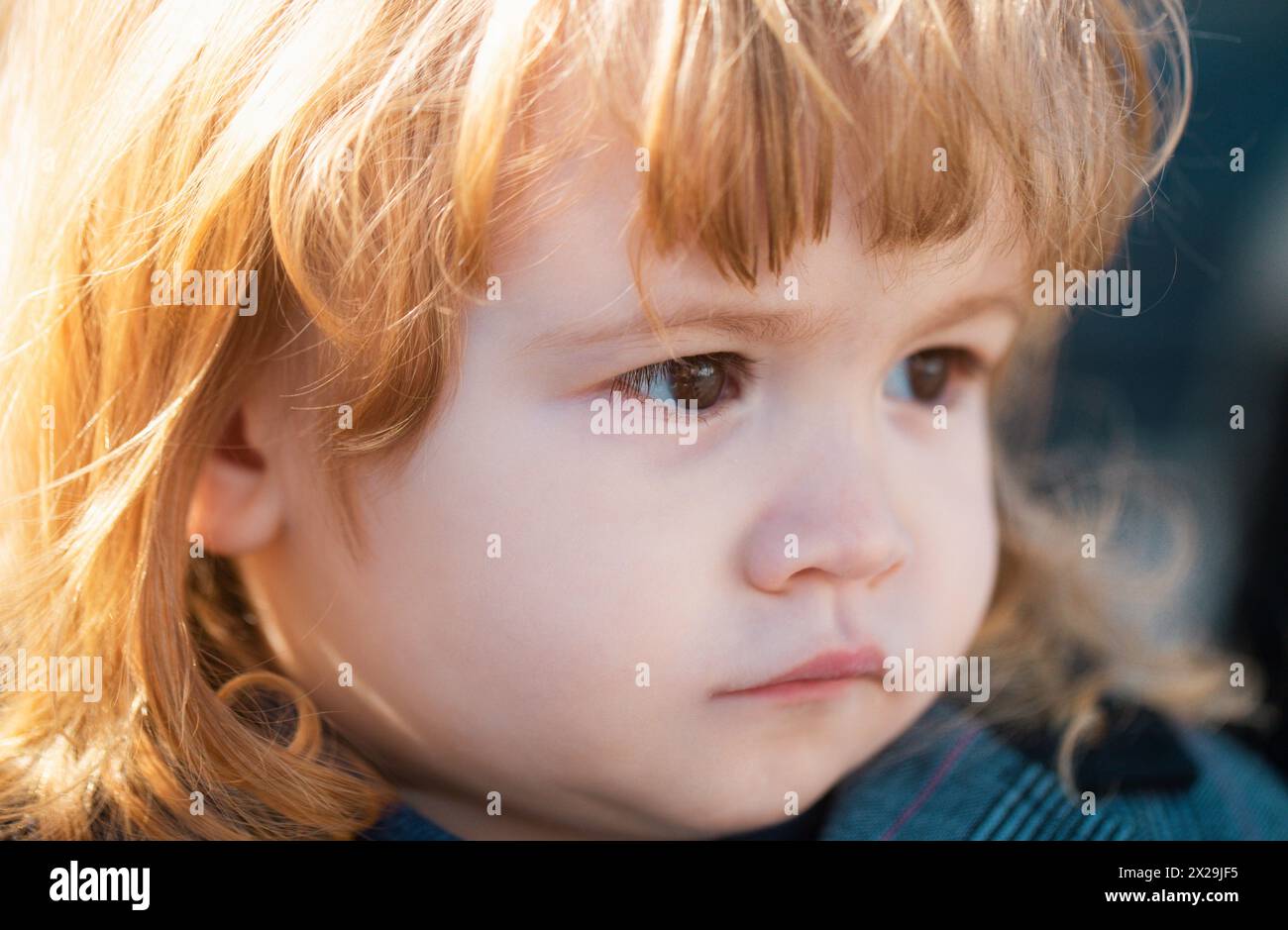Funny baby child face close up. Kids head portrait Stock Photo - Alamy